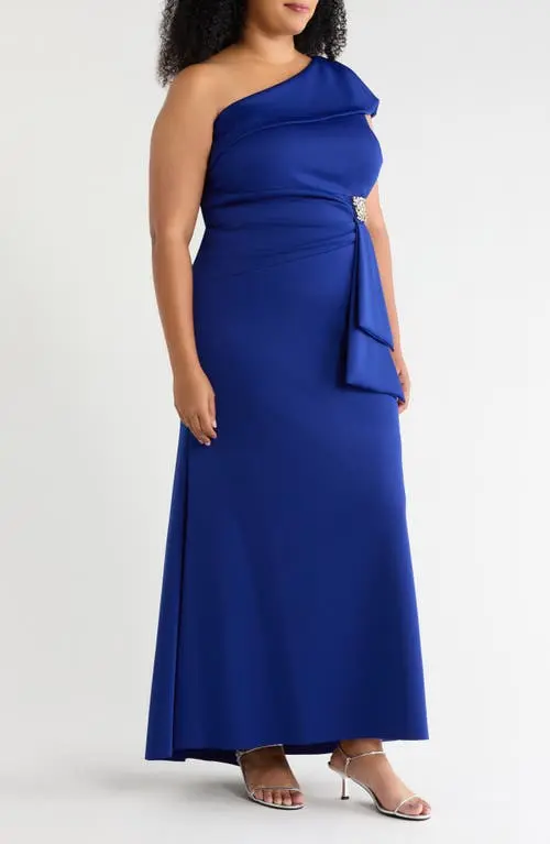 JESSICA HOWARD Ruched One-shoulder Gown