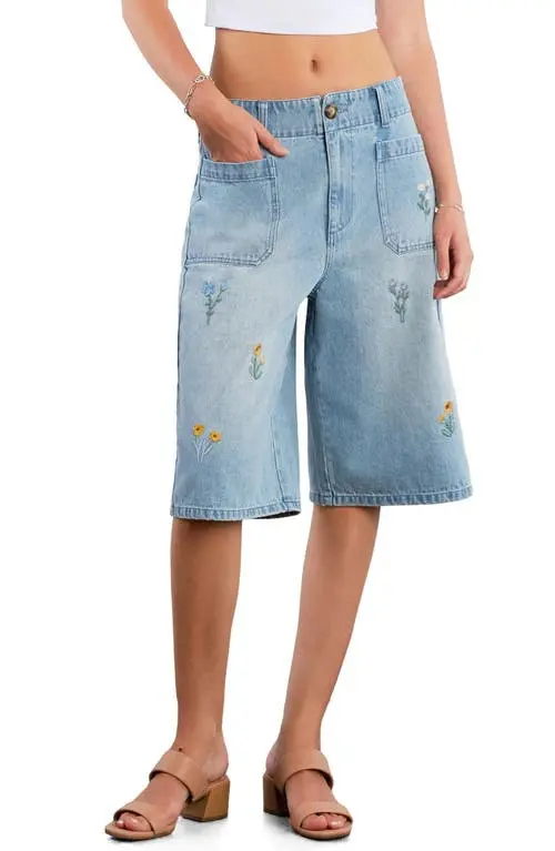 BILLY T Embroidered Denim Culottes