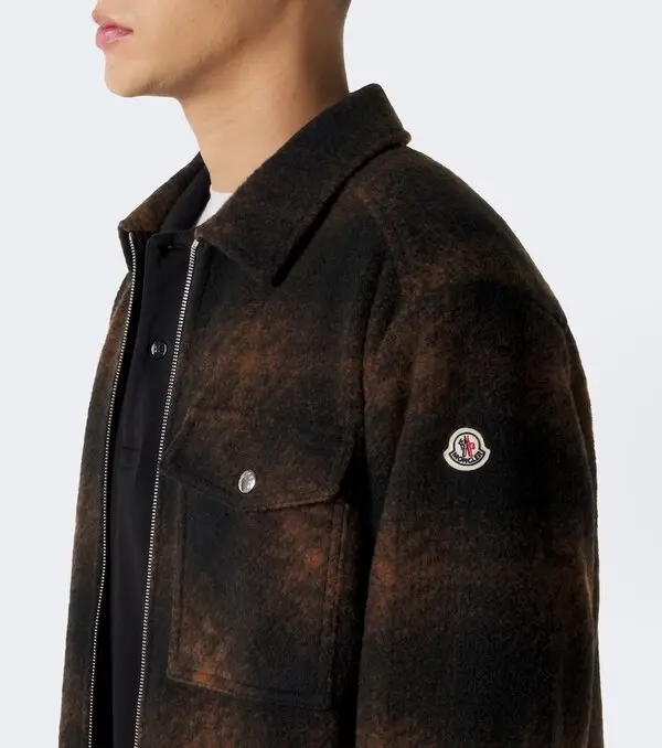 Moncler Archivio Checked Zip-up Jacket - Brown