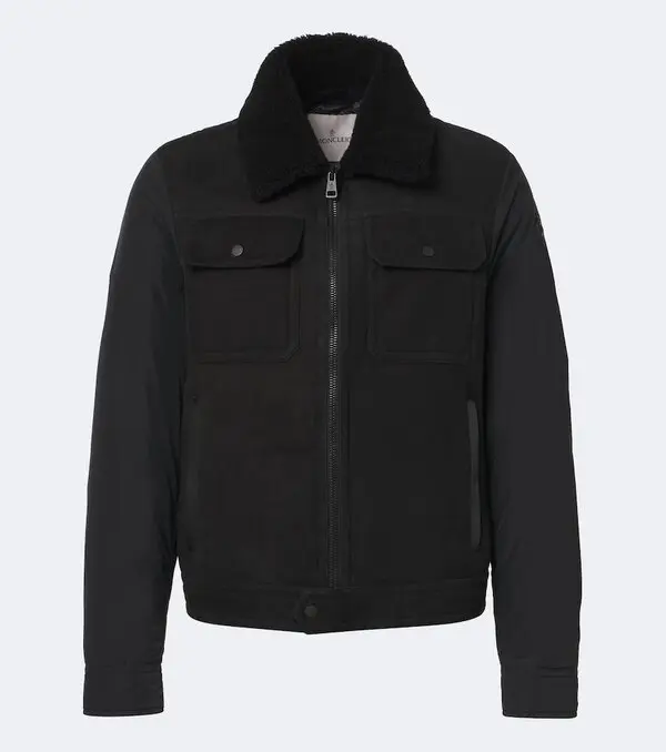 Moncler Shearling-trimmed Suede Down Jacket - Black