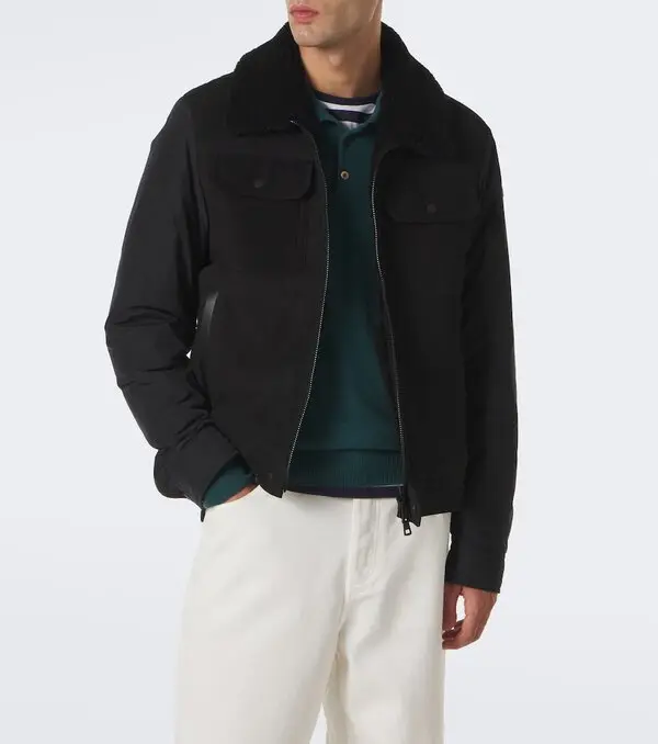 Moncler Shearling-trimmed Suede Down Jacket - Black