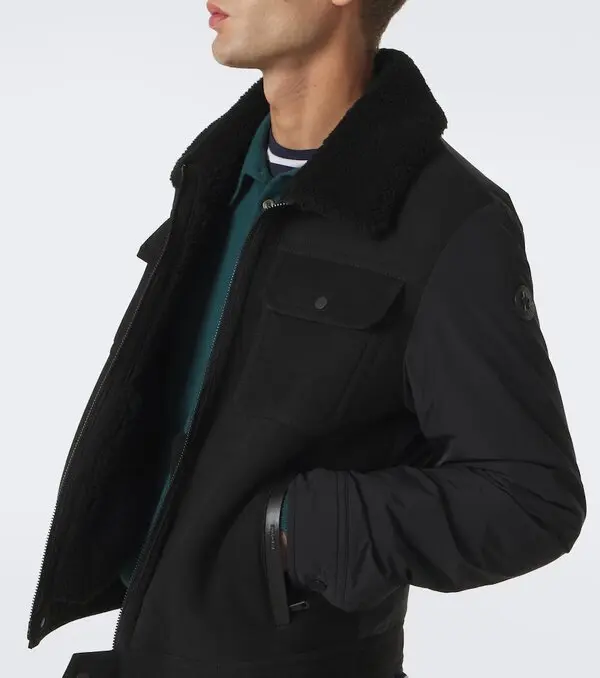 Moncler Shearling-trimmed Suede Down Jacket - Black
