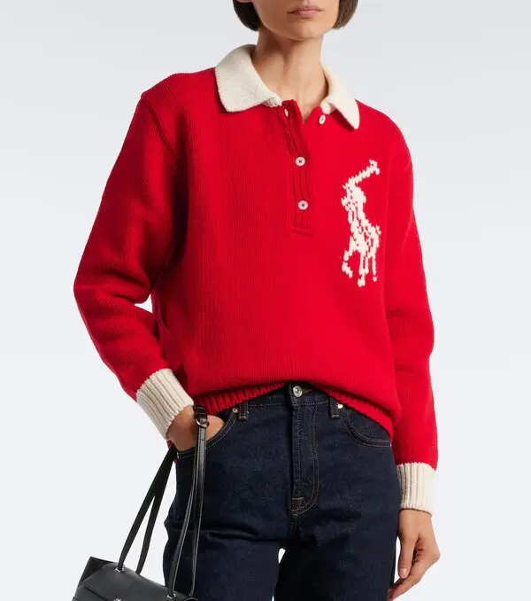 Polo Ralph Lauren Big Pony Intarsia Wool Polo Sweater