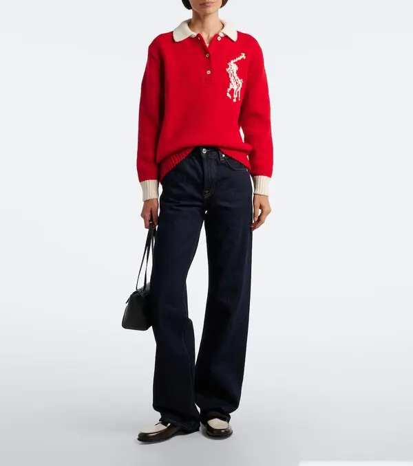 Polo Ralph Lauren Big Pony Intarsia Wool Polo Sweater