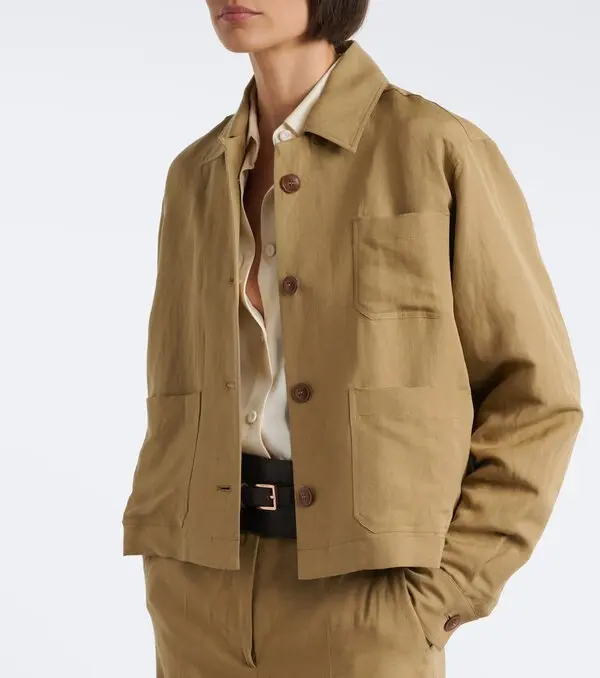 Max Mara Linen And Silk Twill Blouson Jacket