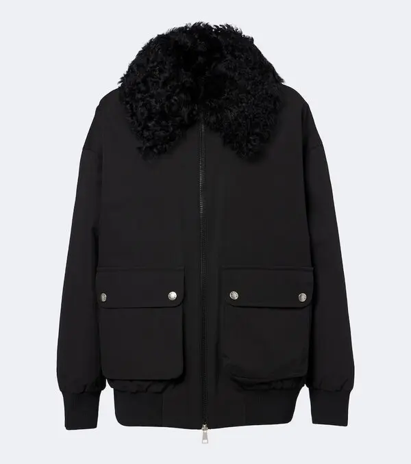 Moncler Rougequeue Shearling-trimmed Down Jacket - Black