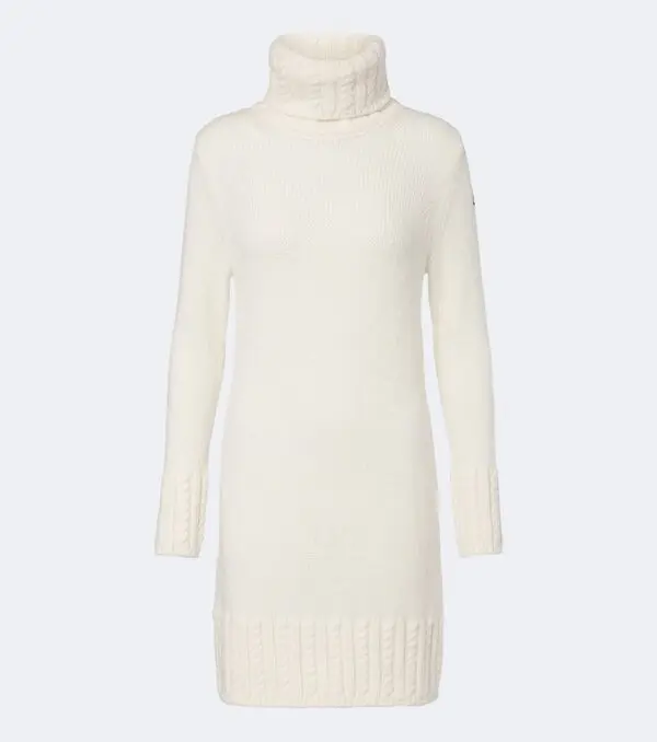 Moncler Rollneck Alpaca And Wool-blend Minidress - White