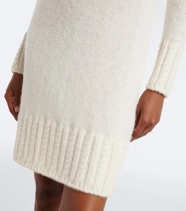 Moncler Rollneck Alpaca And Wool-blend Minidress - White