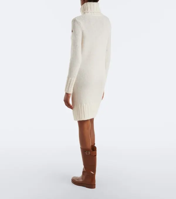 Moncler Rollneck Alpaca And Wool-blend Minidress - White