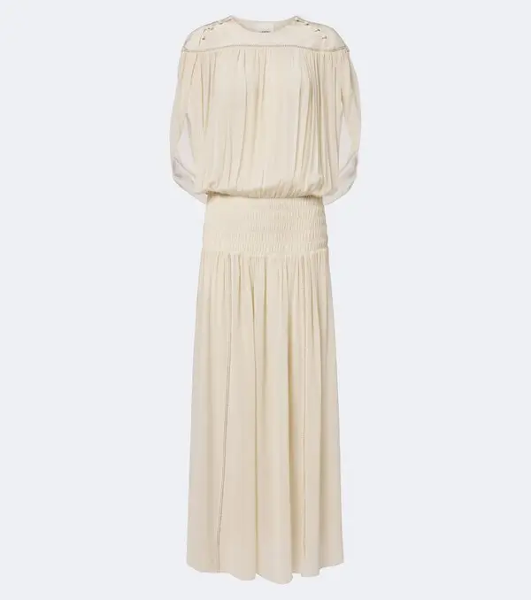 Isabel Marant Étoile Nesrine Beaded Shirred Silk Maxi Dress