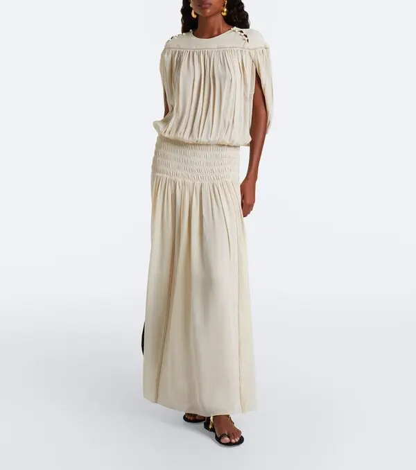 Isabel Marant Étoile Nesrine Beaded Shirred Silk Maxi Dress