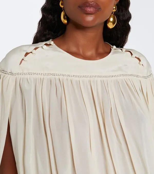 Isabel Marant Étoile Nesrine Beaded Shirred Silk Maxi Dress