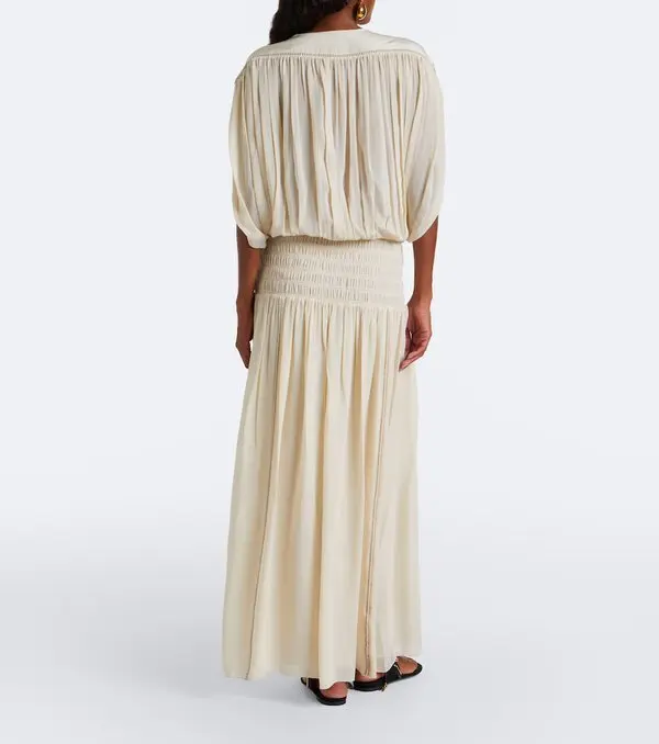 Isabel Marant Étoile Nesrine Beaded Shirred Silk Maxi Dress