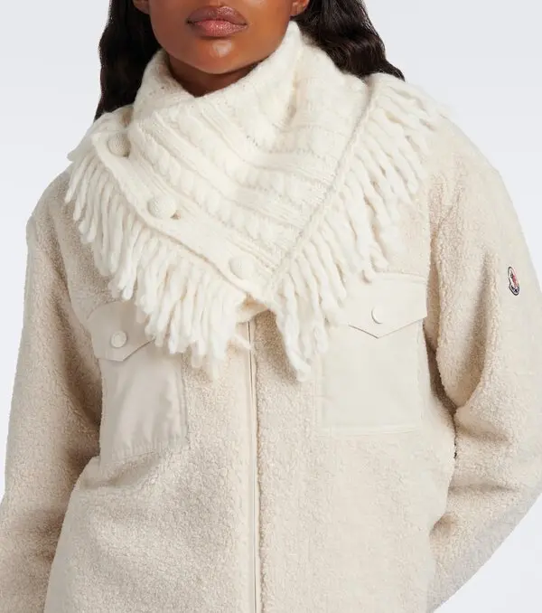 Moncler Cable-knit Fringed Alpaca And Wool-blend Scarf