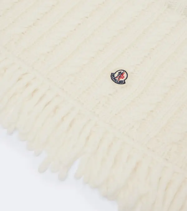 Moncler Cable-knit Fringed Alpaca And Wool-blend Scarf