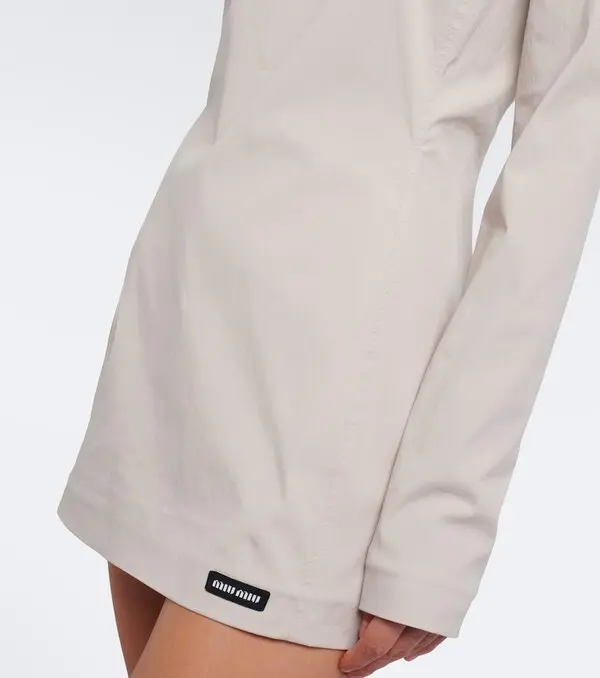 Miu Miu Cotton-blend Poplin Mini Dress With Bow Detail - White