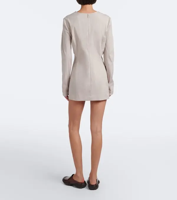 Miu Miu Cotton-blend Poplin Mini Dress With Bow Detail - White