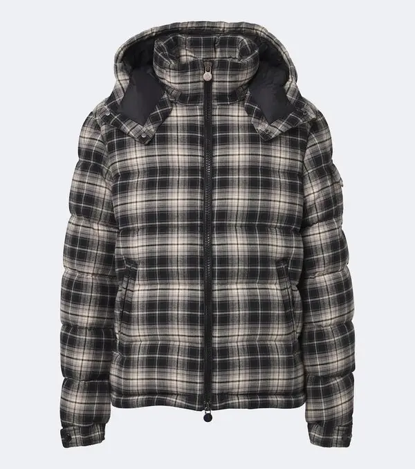 Moncler Airor Checked Cotton Flannel Down Jacket - Black