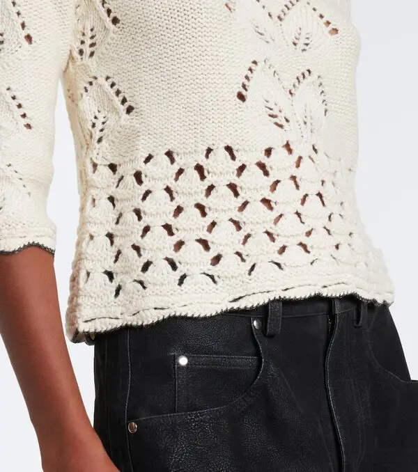 MARANT ETOILE Lua Pointelle Cotton And Wool Sweater - White