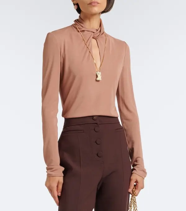 Valentino Garavani Cutout Jersey Crêpe Top