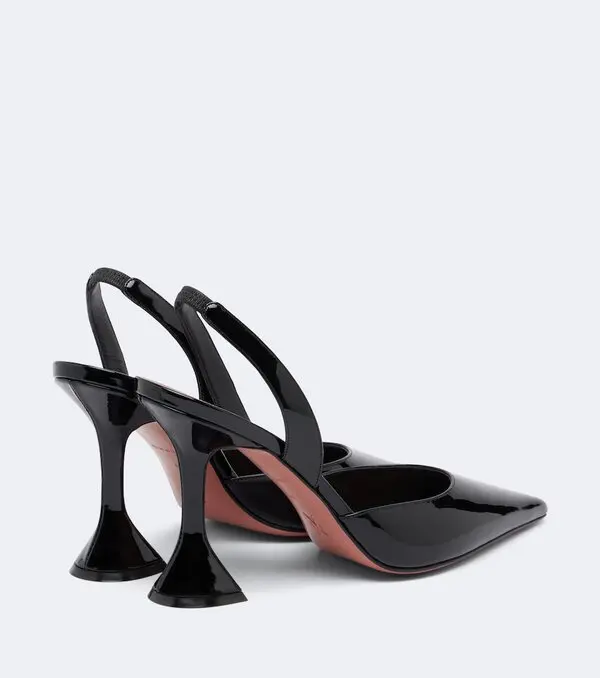 Amina Muaddi Holli Patent Leather Slingback Pumps