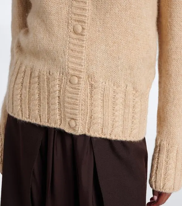 Moncler Alpaca And Wool-blend Zip-up Cardigan - Beige