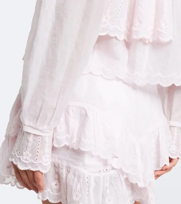 MARANT ETOILE Embroidered Ruffled Cotton Blouse