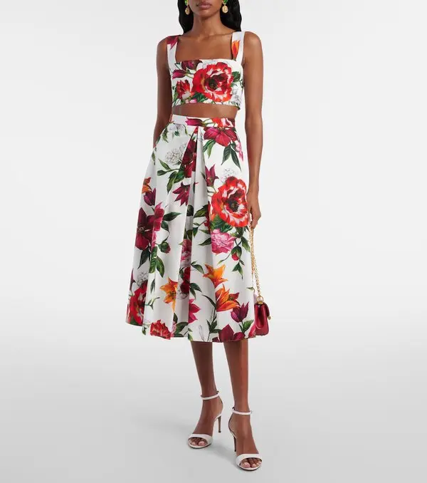 Dolce & Gabbana Floral Cotton Poplin Bra Top