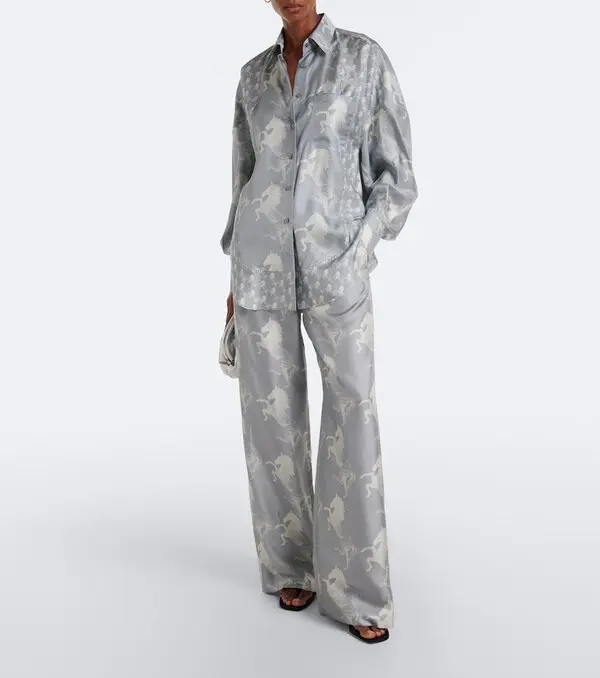 Stella McCartney Printed Silk Wide-leg Pants - Blue