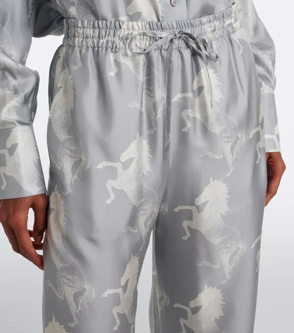 Stella McCartney Printed Silk Wide-leg Pants - Blue