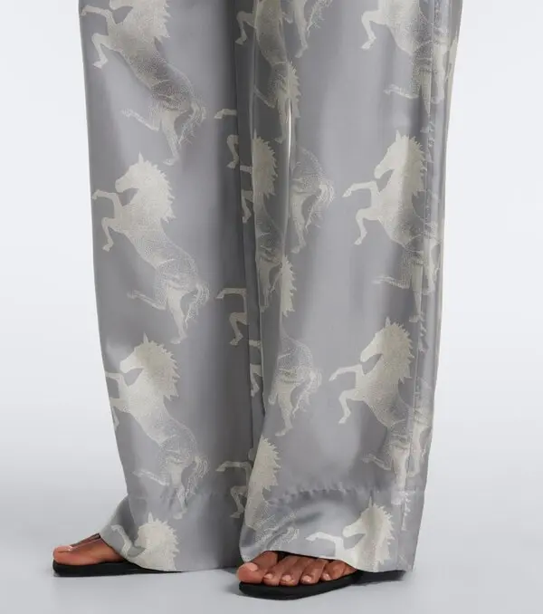 Stella McCartney Printed Silk Wide-leg Pants - Blue