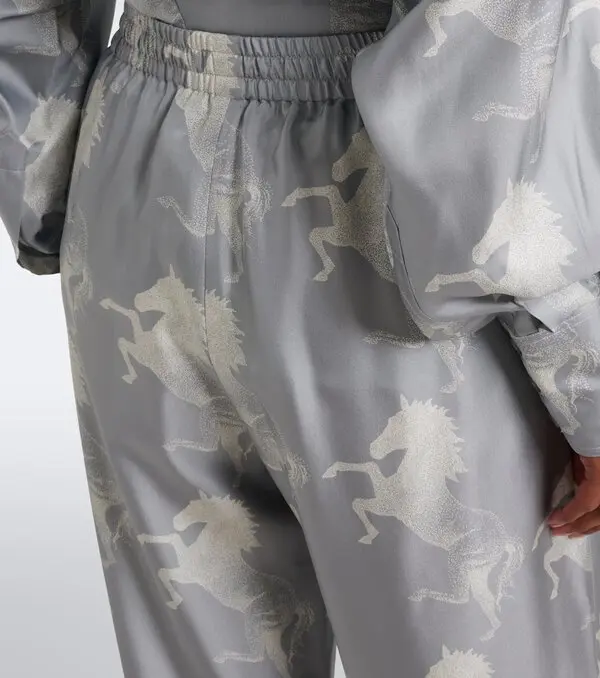 Stella McCartney Printed Silk Wide-leg Pants - Blue