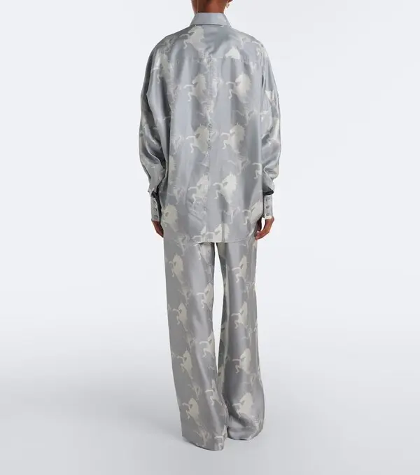 Stella McCartney Printed Silk Wide-leg Pants - Blue