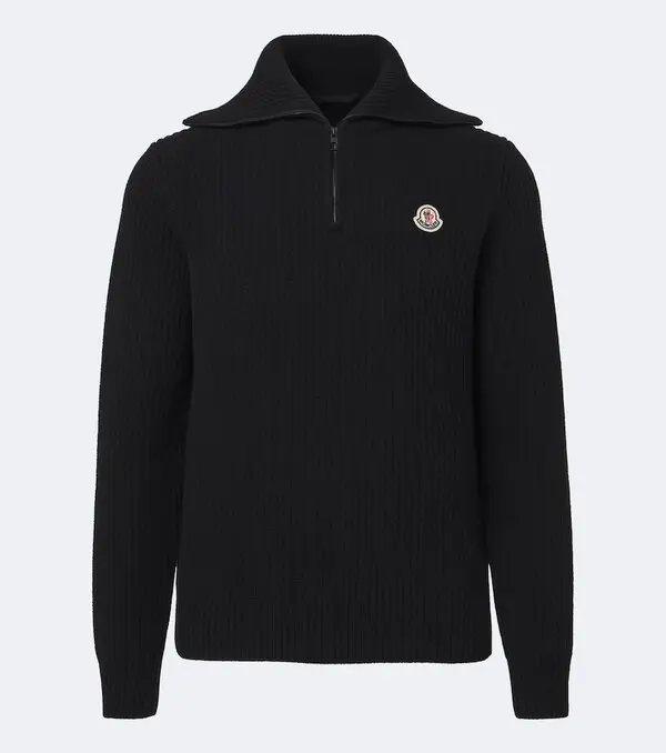 Moncler Ribbed-knit Virgin Wool Half-zip Sweater