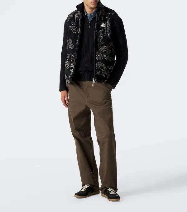 Moncler Ribbed-knit Virgin Wool Half-zip Sweater