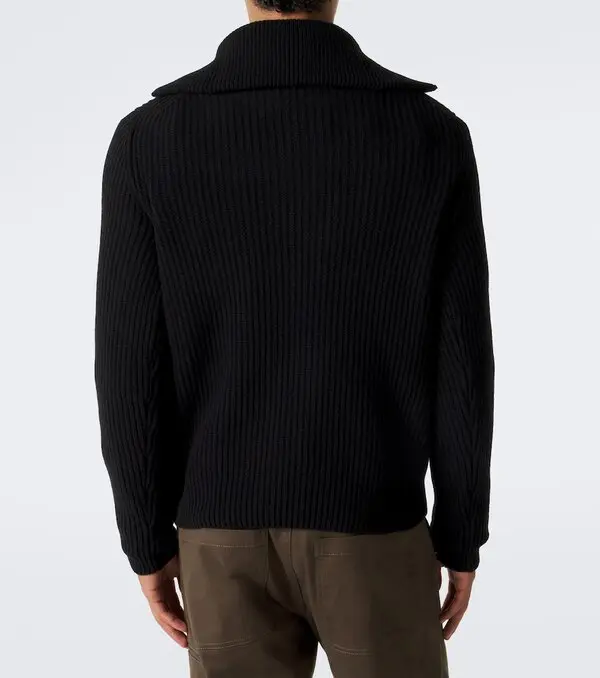 Moncler Ribbed-knit Virgin Wool Half-zip Sweater