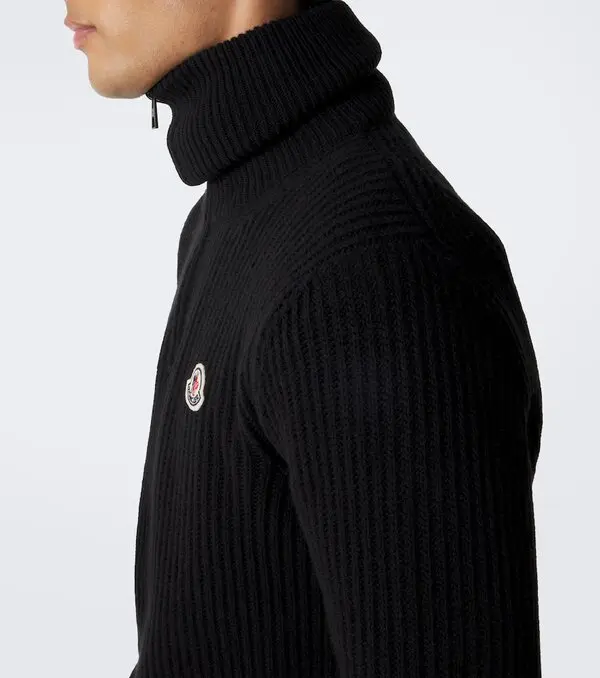 Moncler Ribbed-knit Virgin Wool Half-zip Sweater