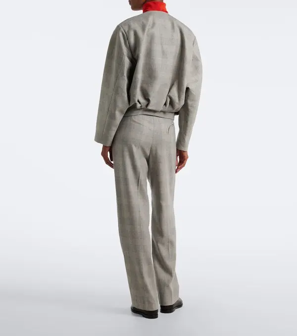 BLAZÉ MILANO Fox Checked Wool, Silk, And Cashmere Straight Pants