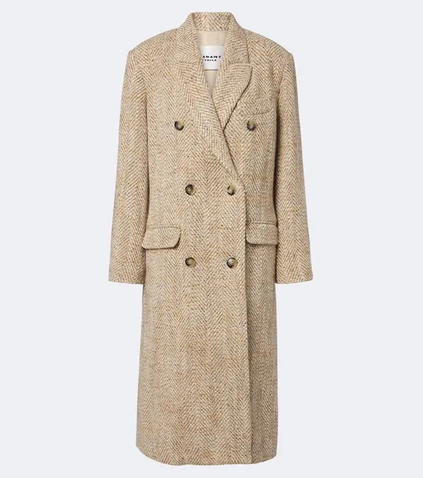 MARANT ETOILE Pilda Herringbone Double-breasted Coat - Beige