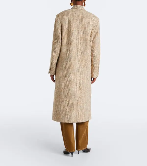 MARANT ETOILE Pilda Herringbone Double-breasted Coat - Beige