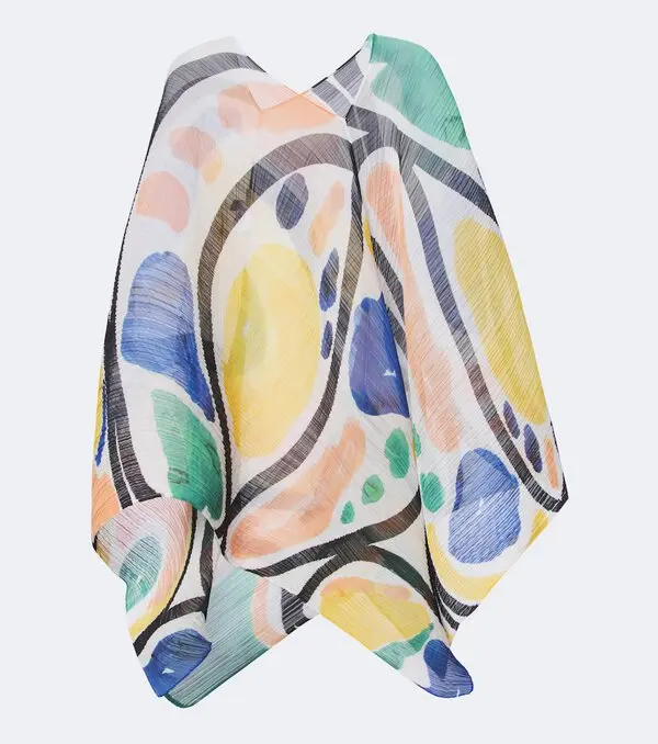 Issey Miyake Roll Madame-t Pleated Printed Poncho - Multicoloured