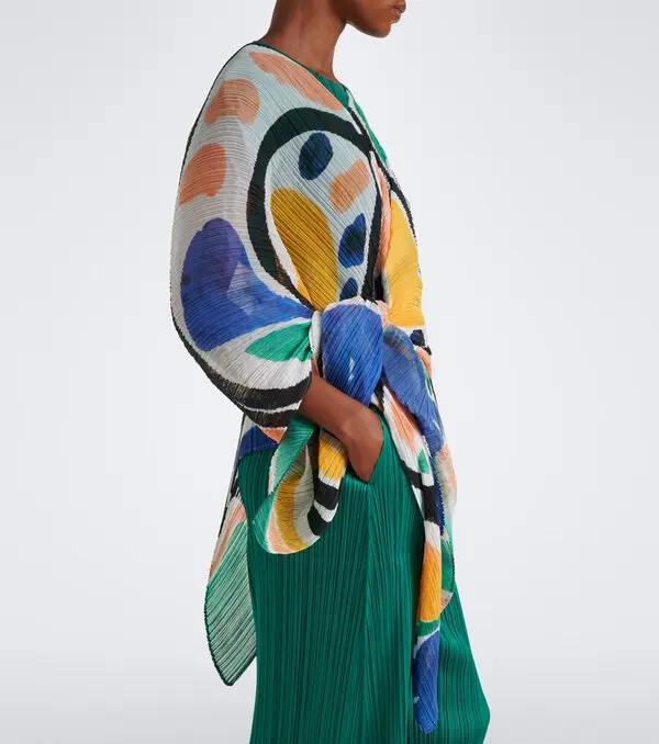 Issey Miyake Roll Madame-t Pleated Printed Poncho