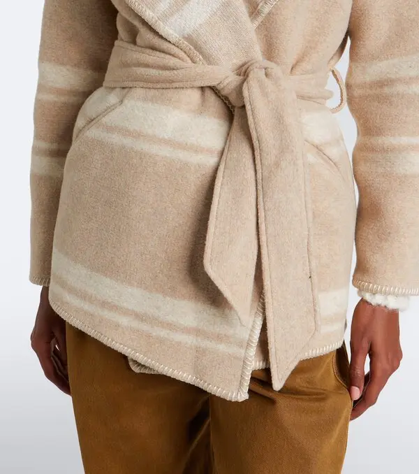 MARANT ETOILE Brea Striped Wrap Coat