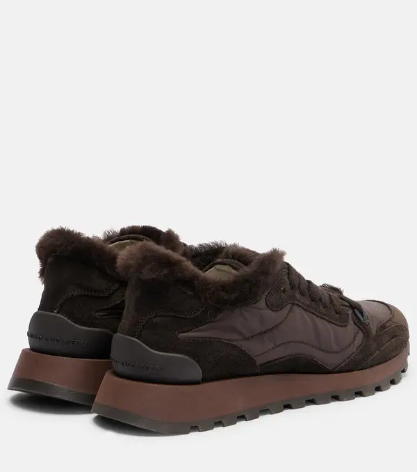 Brunello Cucinelli Monili Shearling-trimmed Sneakers
