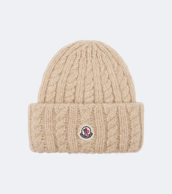 Moncler Cable-knit Alpaca And Wool-blend Beanie - Beige