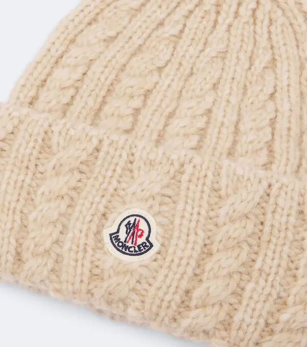 Moncler Cable-knit Alpaca And Wool-blend Beanie - Beige