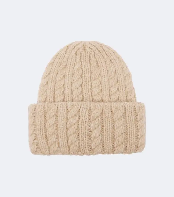 Moncler Cable-knit Alpaca And Wool-blend Beanie - Beige
