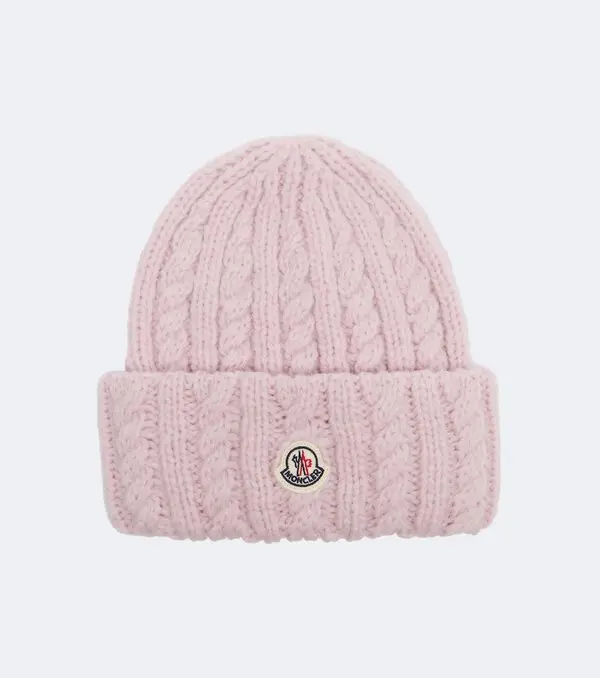 Moncler Cable-knit Alpaca And Wool-blend Beanie - Pink