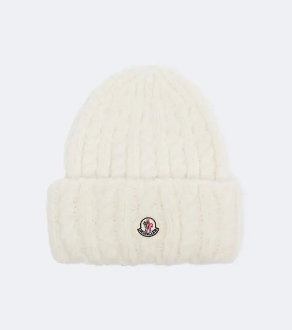 Moncler Cable-knit Alpaca And Wool-blend Beanie - White