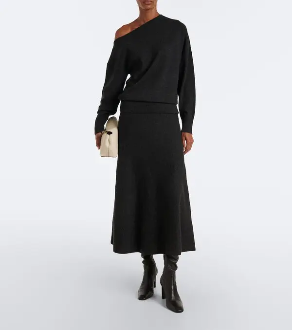 Arch4 Cashmere Midi Skirt - Black